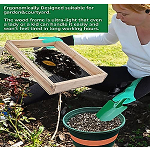 Soil Sifter, Dirt Sifter for Gardening, Compost Sifter, Garden Sieve, Light Wood Sifter for Rocks, Screen Sifter Top Soil/Peat Moss/Worm/Leaves/Loam Soil/Sand,Great Garden Tool for Plants & Vegetables