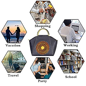 Women Genuine Leather Handbags Ladies Vintage Satchel Embossing Totem Retro Shoulder Crossbody Vegetable Tanning leather Bag (Ink Blue)