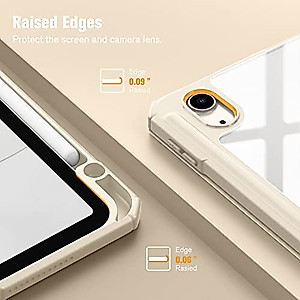 Fintie Hybrid Slim Case for iPad Air 5th Generation (2022) / iPad Air 4th Generation (2020) 10.9 Inch - [Built-in Pencil Holder] Shockproof Cover with Clear Transparent Back Shell, Starlight