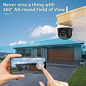 DEKCO 2K Solar Security Cameras Wireless Outdoor, 360° View Pan Tilt Spotlight Battery Powered WiFi Security System, 2-Way Talk, HD Night Vision, Human Detection