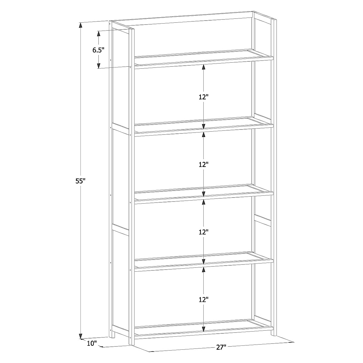 MoNiBloom 5 Tier Open Shelf, Bamboo Multifunctional Bookcase Storage Cabinet Display Shelves Organizer for Living Room Bedroom Study Room, Brown