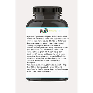ImmunoPet - Itchy Skin Relief for Dogs and Cats - Hot Spot Relief - Pet Allergy Support -Cat and Dog Skin and Coat Supplement - Pet Immunity Support - 60 Caps