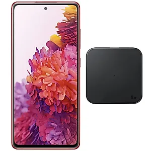 SAMSUNG Galaxy S20 FE (128GB, 6GB) 6.5" 120Hz AMOLED, Snapdragon 865, IP68 Water Resistant, Dual SIM GSM Unlocked (Global 4G LTE) International Model SM-G780G/DS (Wireless Charger Bundle, Red)