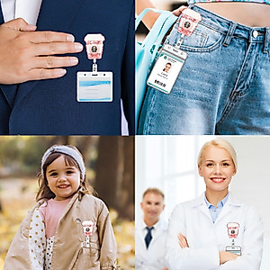 Badge Reel Retractable for Nurses, Cute ID Badge Holder with Alligator Clip for Students (Pink-1pc)