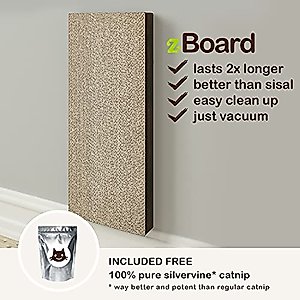 WAY BASICS Premium Cat Scratcher Wall Mounted Scratch Pad (Free Silvervine Organic Catnip)