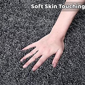 GlowSol Solid Shaggy Rug 5x8 Plush Area Rug for Bedroom Non Slip High Pile Indoor Carpet Dark Grey Rug Modern Fluffy Area Rug for Living Room Kids Room Nursery Home Office