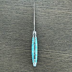 Laguiole en Aubrac Handmade Luxury Folding Pocket Knife, 4.8-in (12cm). Genuine Turquoise Handle, Hand Forged Bee, Stainless Steel Shiny Bolsters