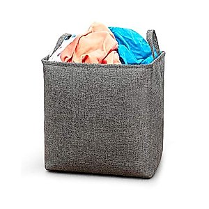 HS-TPP 75L Foldable Storage, Laundry Basket Drawstring, Fabric Storage Bin Basket ，Pet Storage Collection, Extended Handle for Easy Carrying, Used for Clothes and Toys, Grey，(18×15×23 inch)