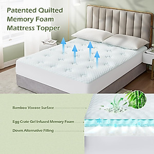 Hansleep Memory Foam Mattress Topper Queen Size, Mattress Pad Queen Size with Deep Pocket, Breathable Air Mattress Cover, 60x80 Inches