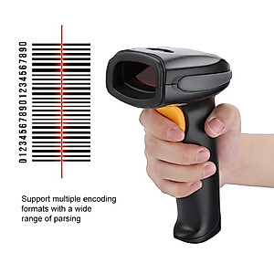 433MHz Barcode Scanner Handheld 32-Bit Barcode Decoder Reader with Charging Base Accurate and Fast Reading Pour PC/Notebook FG-WX2800C