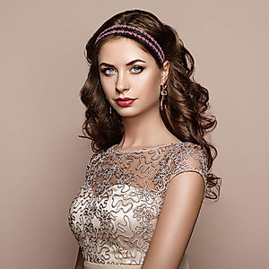 BKpearl 6 Pack Rhinestone Headbands, Fashion Teeth Hairband Double Row Non-slip Hair Hoop for Women Girls