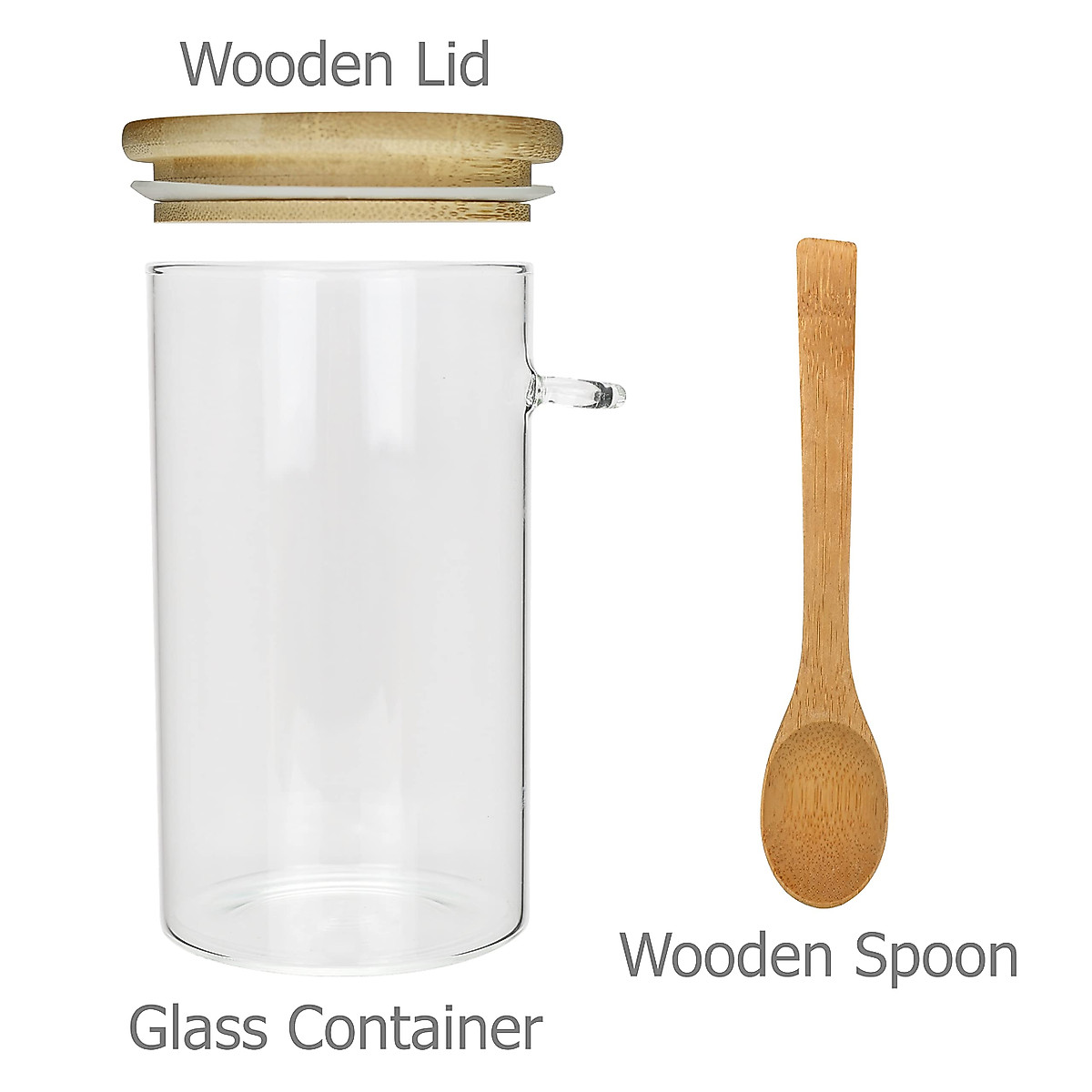 EIKS Glass Jars with Bamboo Lids and Spoon, Clear Airtight Canisters for Storing Sugar Coffee Bean Nuts Tea Salts (23oz)
