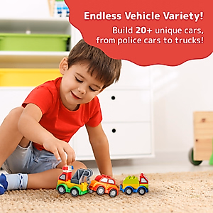 PREXTEX Building Toys for Toddlers - 60-Piece Building Blocks for Toddlers to Build Cars and Trucks - Easy-Grip, Child-Safe Design for 3 up - Creative STEM Learning and Fine Motor Skill Development