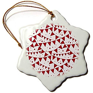 3dRose Cute Red and White Party Garland Banners Pattern - Ornaments (orn-342159-1)