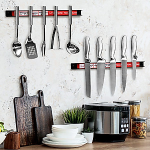 12'' Magnet Tool Holders Storage Organizer, 4 Pack Wall Mount Magnetic Tool Strips, Metal Magnet Tool Organizer Bars for Garage, Kitchen, Workshop (Mounting Screws Included)