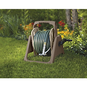 Suncast 100 ft. Portable Wall Mount Garden Hose Reel, Taupe