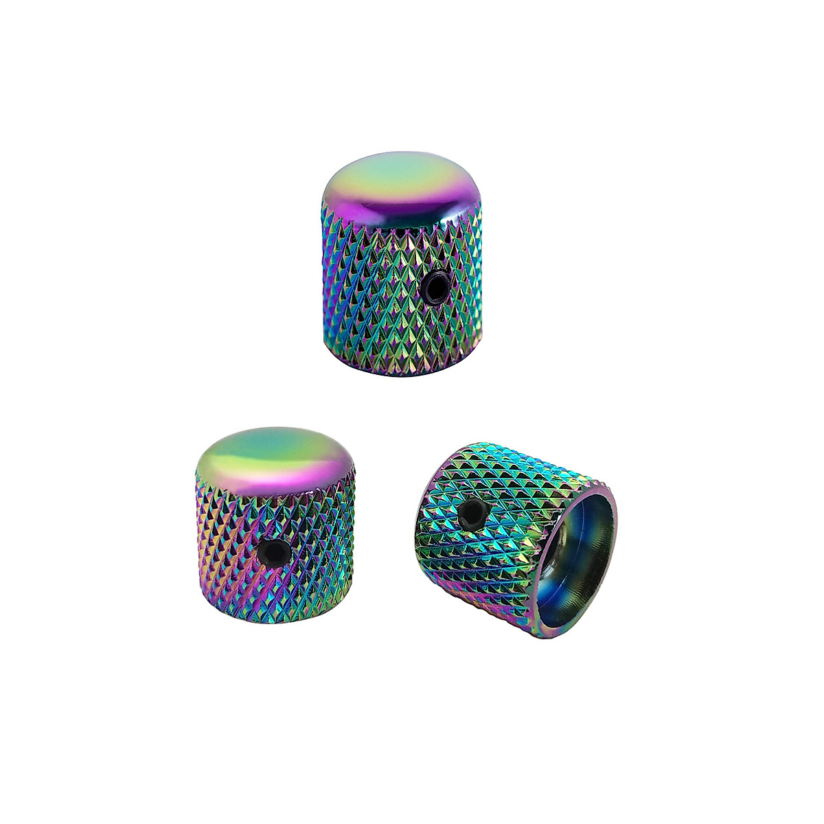 Guyker 3Pcs Guitar Potentiometer Knobs with 6mm (0.24") Dia. Shaft Pots - Iron Dome Control Knob Fits for Electric Bass Guitar (Rainbow Chameleon)