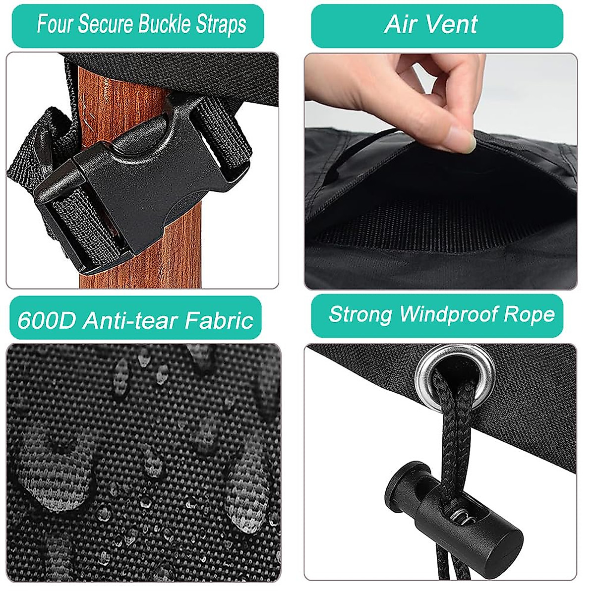 SIRUITON 2 Pack Outdoor Patio Chaise Lounge Covers Heavy Duty with Durable and Water Resistant Fabric,78" L X 27" W X 28" H,Black