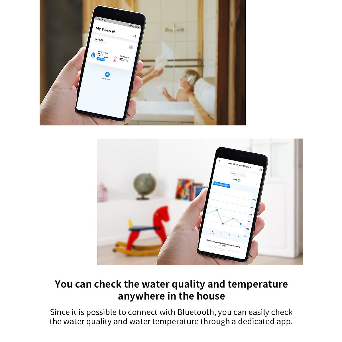 Water N Real-time water quality measurement & sterilizer, temperature measurement device, Shower faucet/water filter, IoT system through self-generation, korea shower solution - Pure Device
