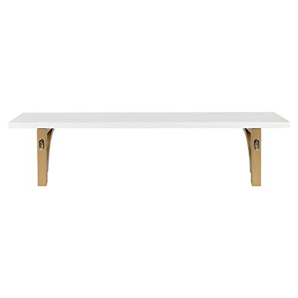 Kate and Laurel Corblynd Traditional Wood Wall Shelf, 36 inches, White with Gold Corbels