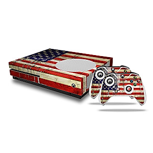 WraptorSkinz Decal Vinyl Skin Wrap Compatible with Xbox One S Console and Controllers - Painted Faded and Cracked USA American Flag