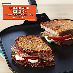 IMUSA USA 11" Nonstick Gourmet Square Griddle, Black