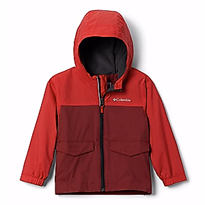 Columbia Toddler Boy's Rain-Zilla Jacket, Waterproof, Reflective Outerwear, red jasper/mountain Red, 3T