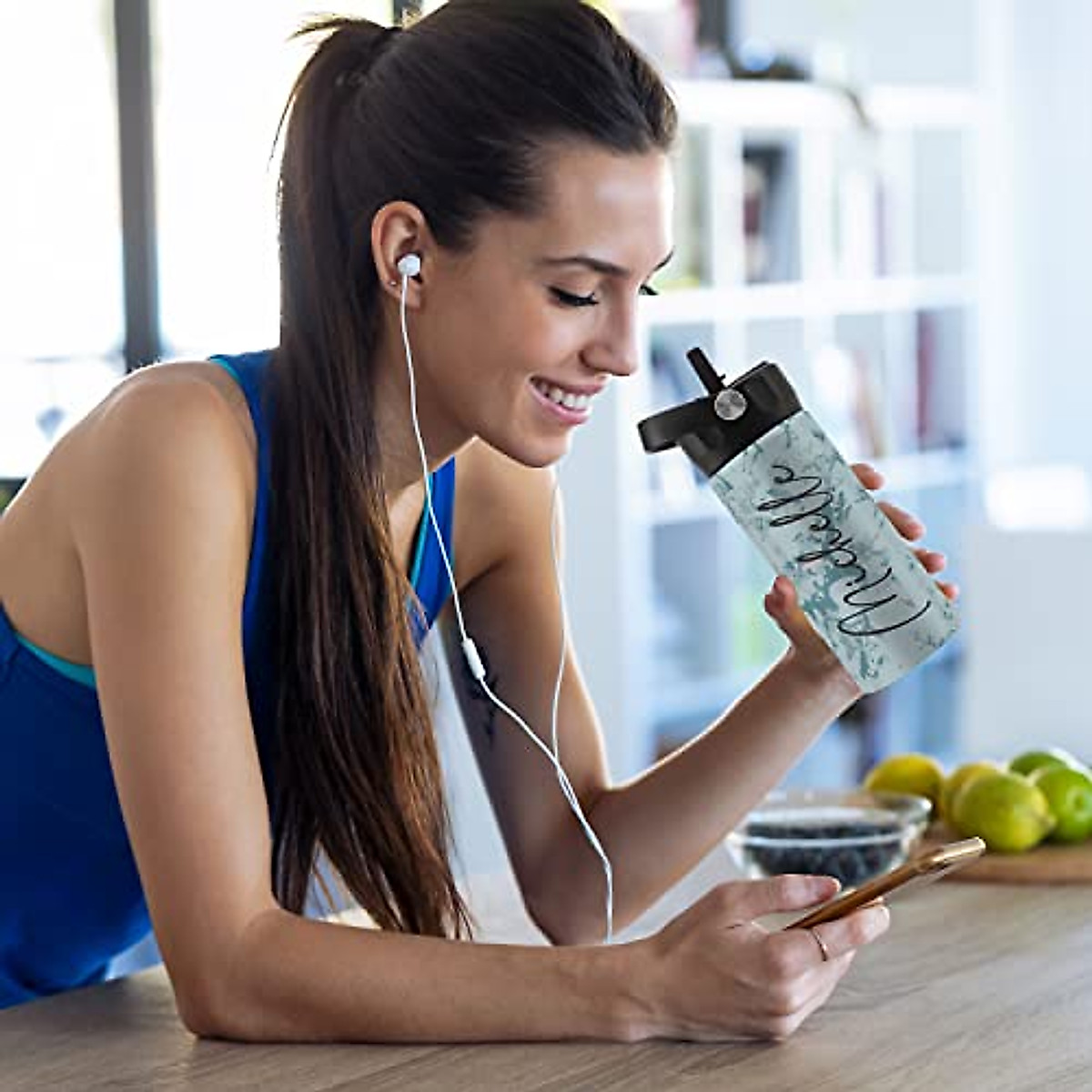 Water Bottle Personalized w/Straw Lid | Reusable Tumbler for Toddlers, Girls, Boys | 20 Oz, 20 Vivid Colors | Custom Water Bottles for Girls w/Name Custom Water Bottle for School