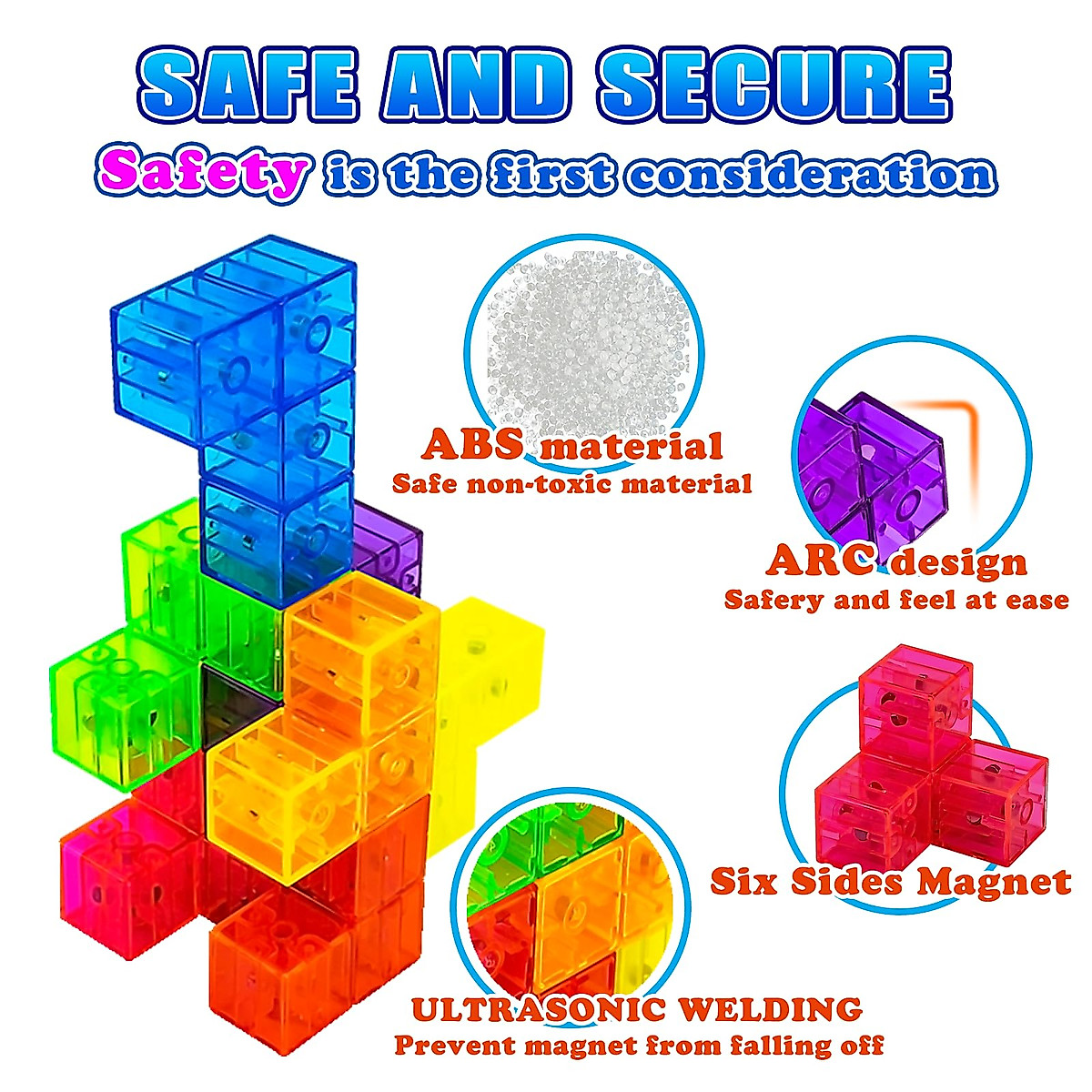OUXIA Magnetic Building Blocks Magic Magnetic 3D Puzzle Cubes, Set of 7 Multi Shapes Magnetic Blocks with 54 Guide Cards, Children's Educational Toys and Stress Relief Fidget Toys for Kids Adults
