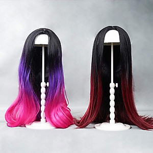 Youngther Wig Stand Adjustable Height Hat Display Portable Folding Wig Head Holders Plastic Wig Stand for Styling Wig Hair Drying Display (White)