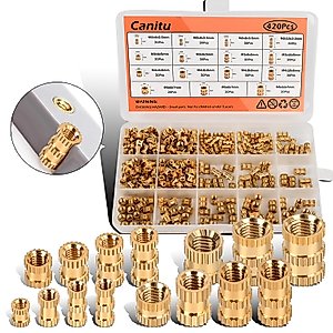 Canitu 420Pcs Threaded Inserts,M2 M3 M4 M5 Female Thread Metric Knurled Embedment Nuts Assortment Kit Brass Heat Set Insert for 3D Printing Components Injection Molding