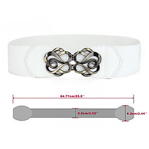 Allegra K Lady Metal Interlocking Buckle Stretch Band Cinch Belt Dress Ornament White One Size