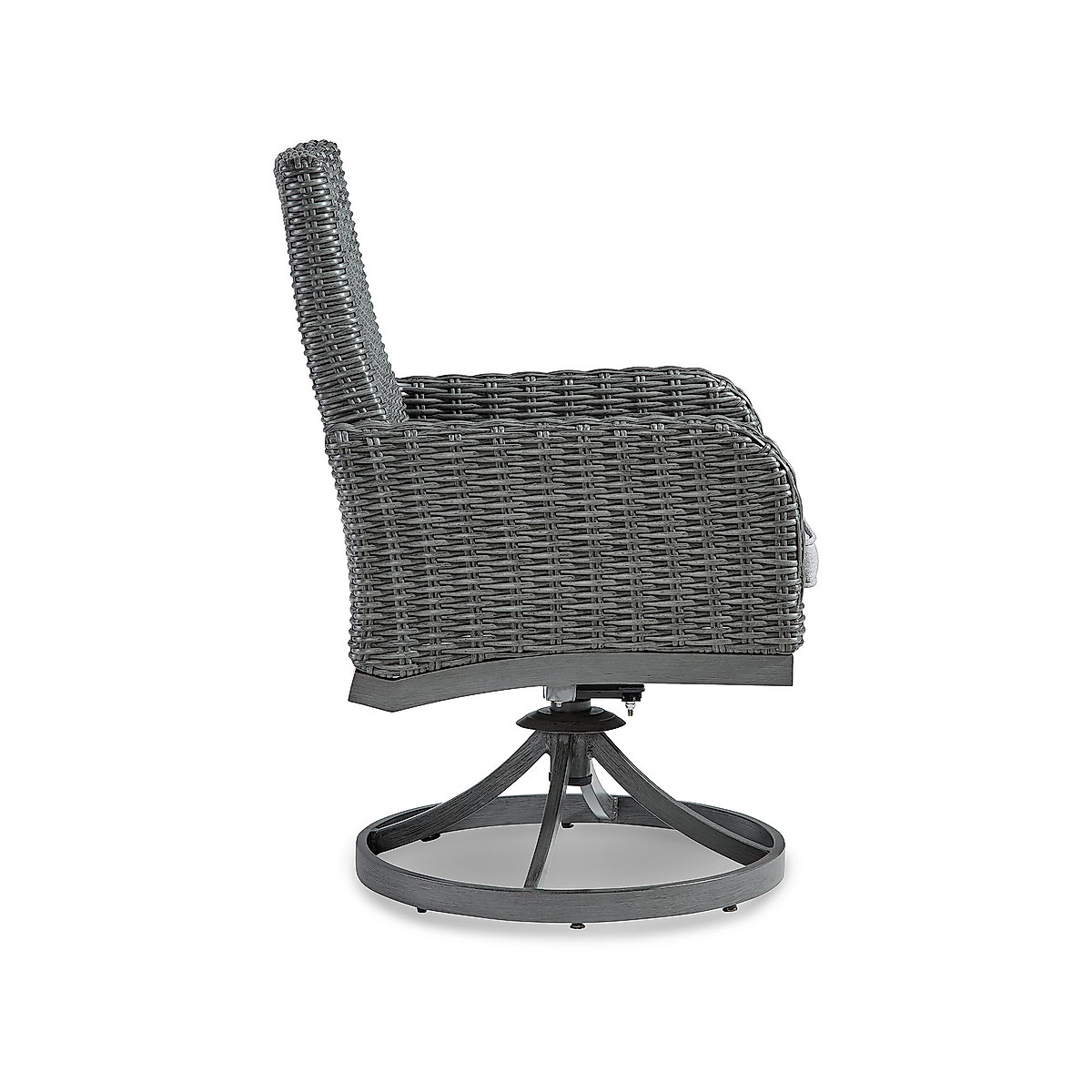 Signature Design by Ashley Elite Park Casual Outdoor Resin Wicker Swivel Chair with Cushion, 2 Count, Gray