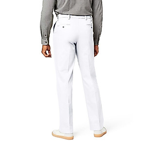 Dockers Men's Classic Fit Signature Khaki Lux Cotton Stretch Pants (Regular and Big & Tall), Paper White, 34W x 32L
