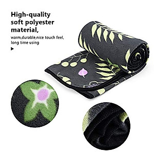 forestfish Fleece Throw Blanket Cozy Soft Portable Travel Blanket Compact for Long Car Airplane Train Rides 60" x 40", Flower