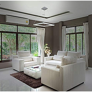 VONN VMC31620AL Atria 20" LED Chandelier, Adjustable Suspension Fixture, Modern Square Chandelier Lighting in Silver