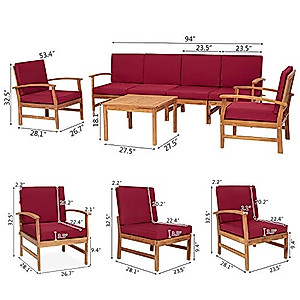 kinbor Outdoor Sofa Set Patio Furniture Set 7 Piece Wood Patio Set Outdoor Sectional Sofa Couch for Patio Deck