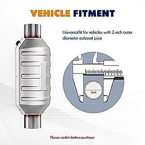 ASOPARTS 2" Universal Catalytic Converter, 2" Inlet/Outle Cat Converter with Heat Shield and O2 Port