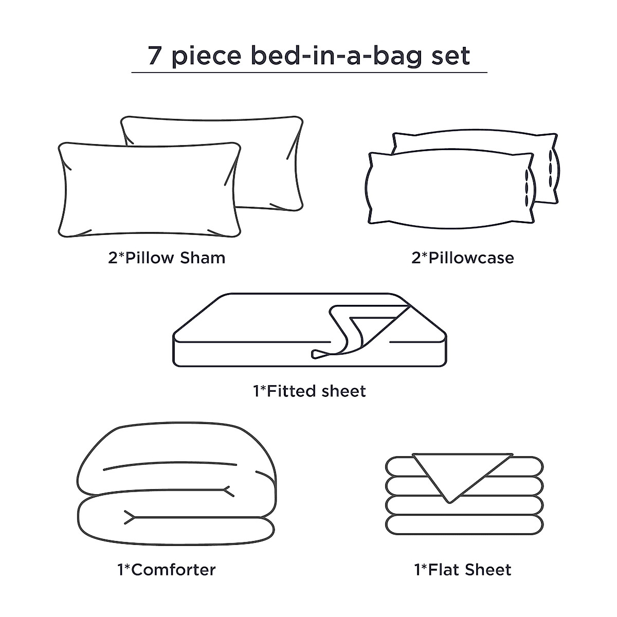 Bedsure Bed in a Bag Queen Size 7 Pieces, Burnt Orange White Striped Bedding Comforter Sets All Season Bed Set, 2 Pillow Shams, Flat Sheet, Fitted Sheet and 2 Pillowcases