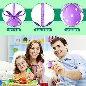 30PCS Large Easter Hanging Eggs-2 Inch Foam Easter Egg with Rabbit-Painted Hanging Ornaments for Easter Party Spring Home Garden Decoration (Gray Bunny-Large)