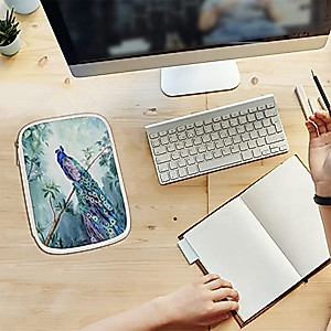 Peacock Pencil Case Holder, Tropical Peacock Tree Branch Zipper Pencil Pouch Multi-Purpose Cosmetic Makeup Brush Bag Stationery Box Passport Organizer Bag