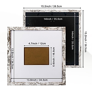 GraduatePro 14x14 Signature Picture Frame Board for 5x7 Photo with Signable Mat for Birthday Baptism Party Graduation Wedding Guest Book Rustic White