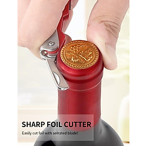 CORKAS Wine Key - Professional Handcrafted Heavy Duty Waiter Corkscrew, Compact Wine Opener with Double Hinged, Foil Cutter and Bottle Opener, Gifts for Servers, Sommelier, Bartenders - Red