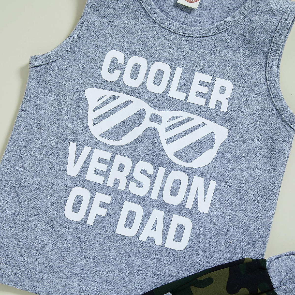Sinhoon Baby Boy Shorts Clothes Toddler Cooler Version of Dad Print Vest Tops Camouflage Pants Summer Outfit 2Pcs Set(Gray,18-24 Months)