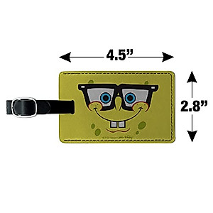 Spongebob Nerd Face Rectangle Leather Luggage Card Suitcase Carry-On ID Tag