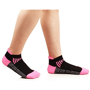 J.WMEET Womens Ankle Athletic Socks Low Cut Cushioned Breathable Running Performance Sport Tab Cotton Socks 6 Pack (Black)