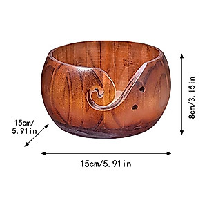 Outsta Toys Wooden Yarn Bowl with Lid Handmade Knitting Wool Storage Basket Holes Crocheting Accessories Kit Organizer,Yarn Organizer Holder,Large for and Crochet (A), 15x15x8 cm/5.91x5.91x3.15 in