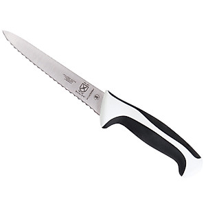 Mercer Culinary White Millennia Handle, 6" Utility Knife (Wavy Edge)