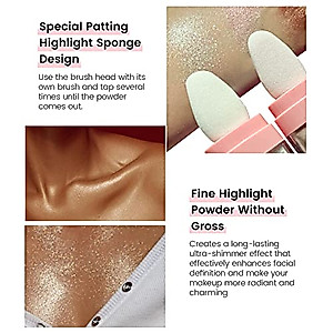 Polvo De Hadas Highlighter Makeup Body Glitter Stick,Shimmer Face Blusher Body Highlighter Glitter Makeup Gift for Girls Women-01#White Moonbeam