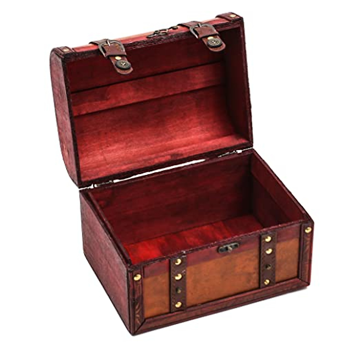 Trademark Innovations 10" Wood and Leather Decorative Chest, Brown